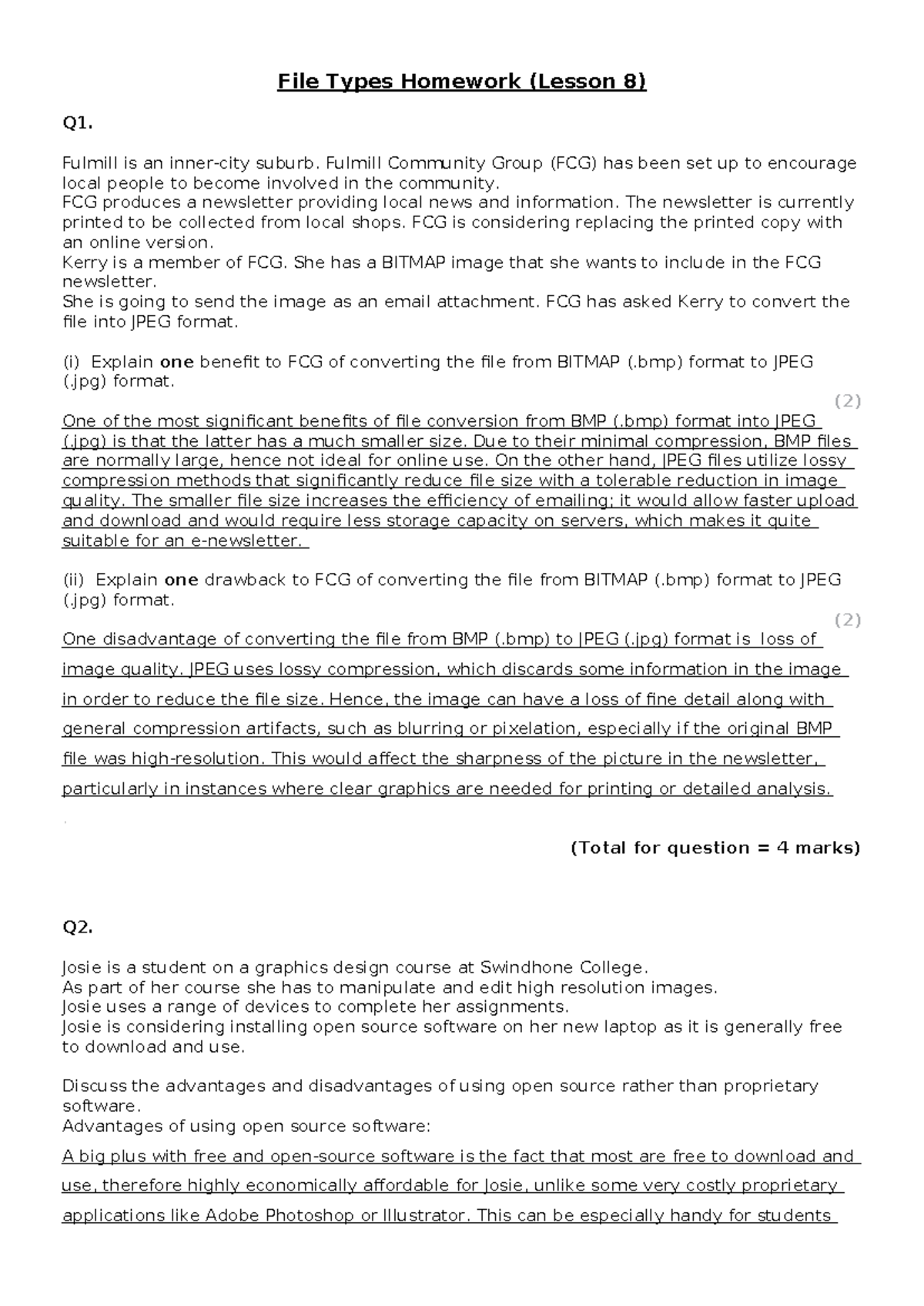 Homework exam questions Student copy - File Types Homework (Lesson 8 ...