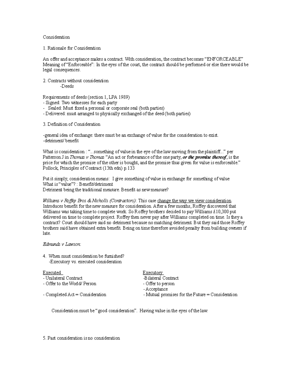 Consideration and intention - Consideration Rationale for Consideration ...