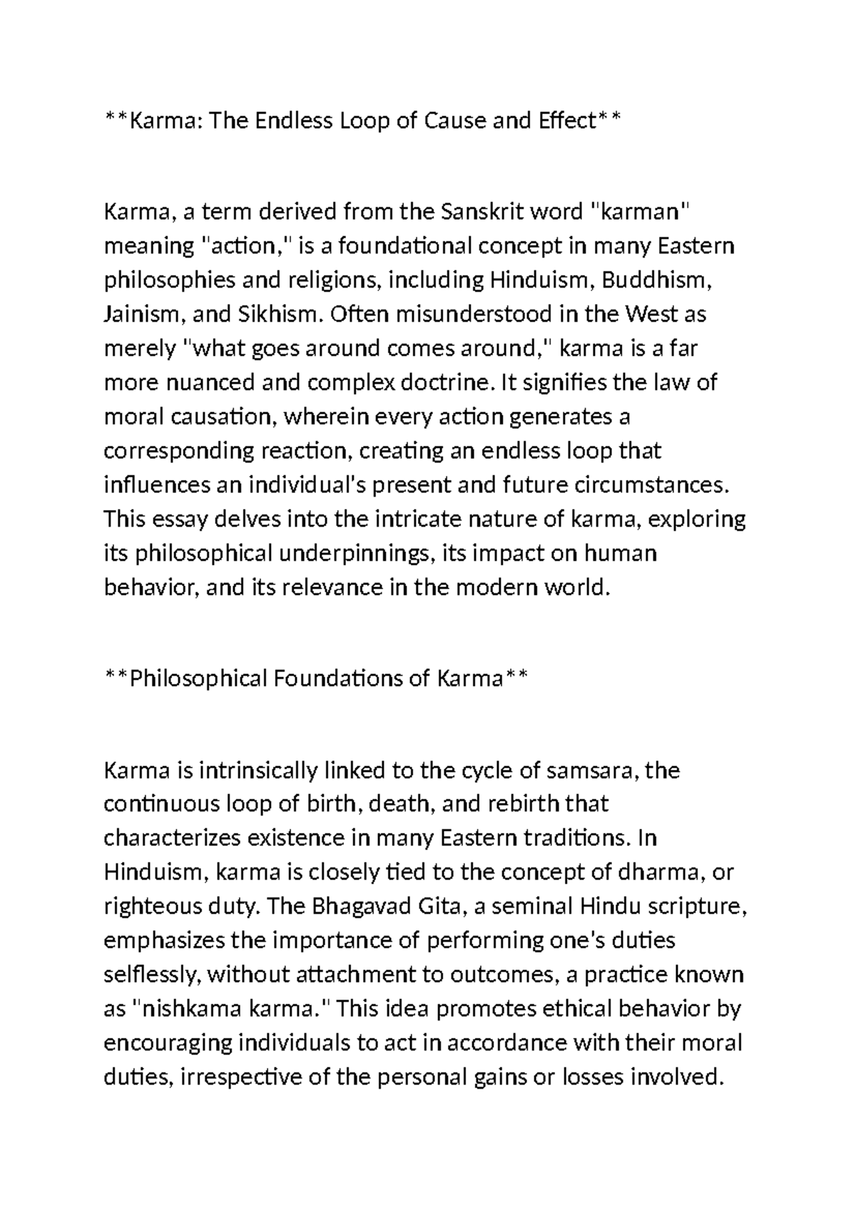 Karma- The Endless Cycle - Karma: The Endless Loop of Cause and Effect ...