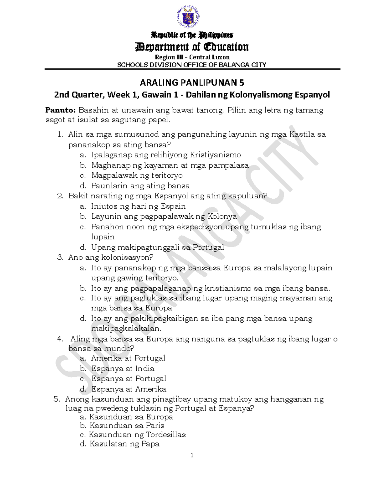 AP5-2nd Quarter - Araling Panlipuna - Republic of the Philippines ...