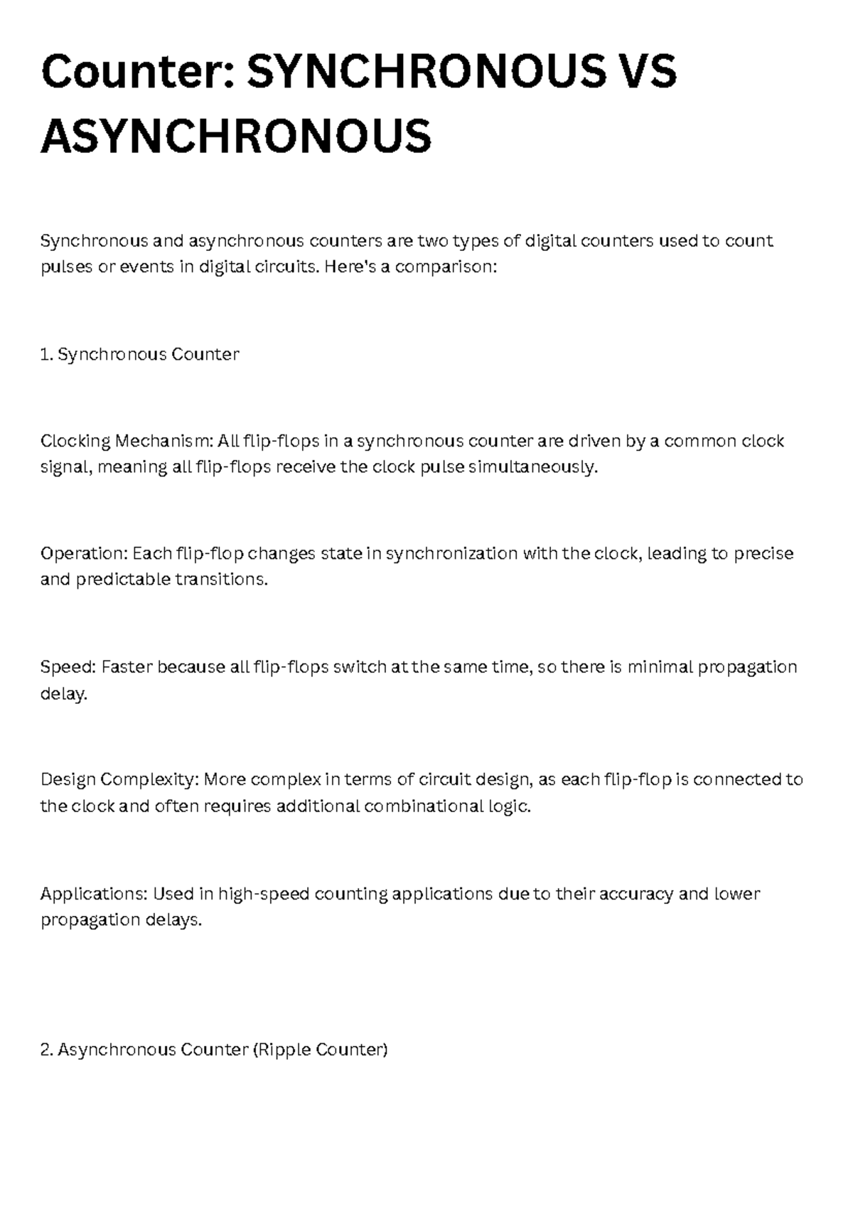 Counter Synchronous VS Asynchronous - Counter: SYNCHRONOUS VS ...