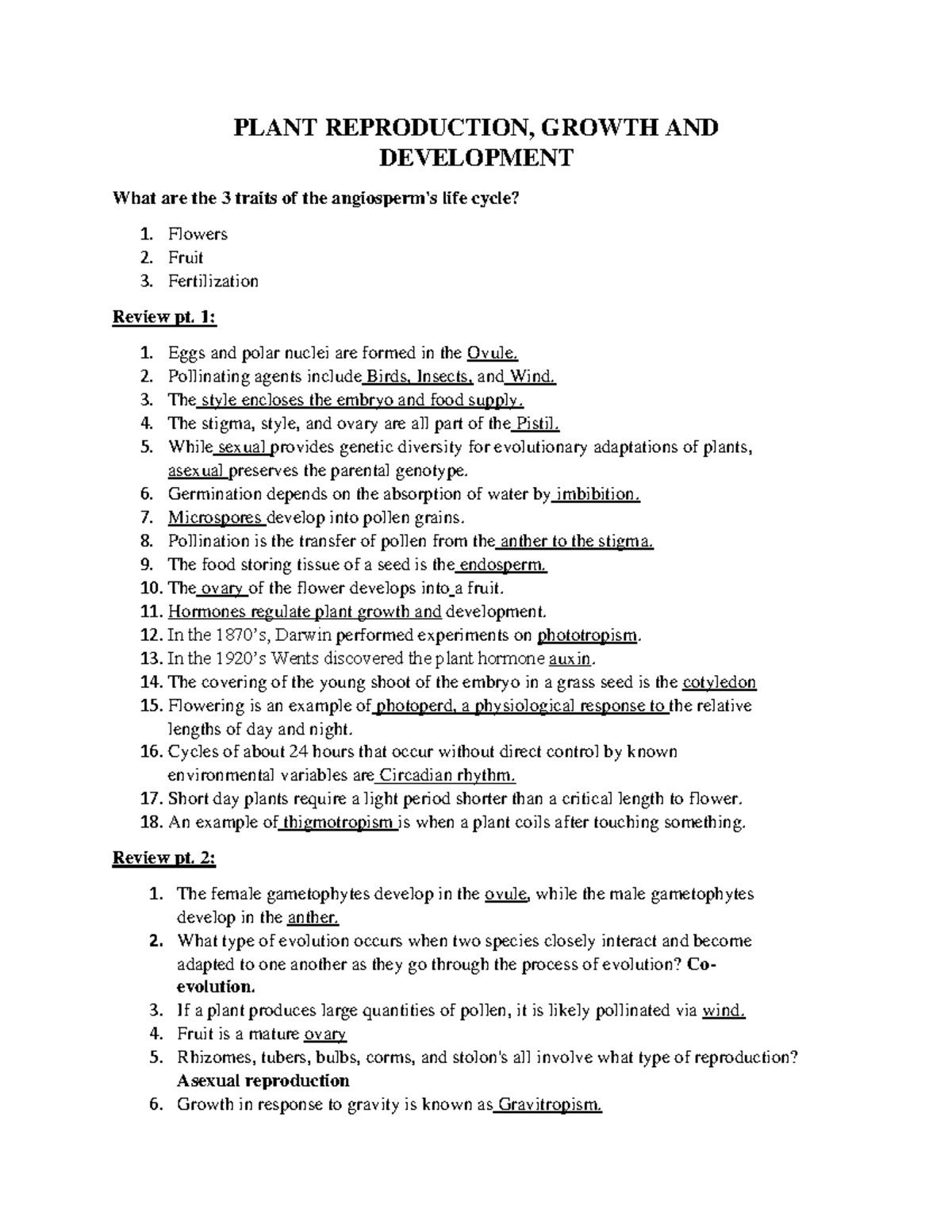 Plant Reproduction, Growth AND Development - PLANT REPRODUCTION, GROWTH ...