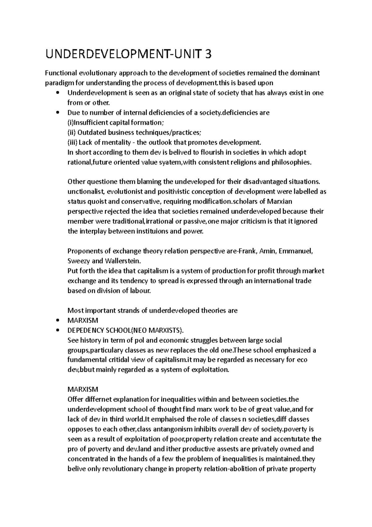 Andre Gunder Frank Theory OF Underdevelopment - UNDERDEVELOPMENT-UNIT 3 ...