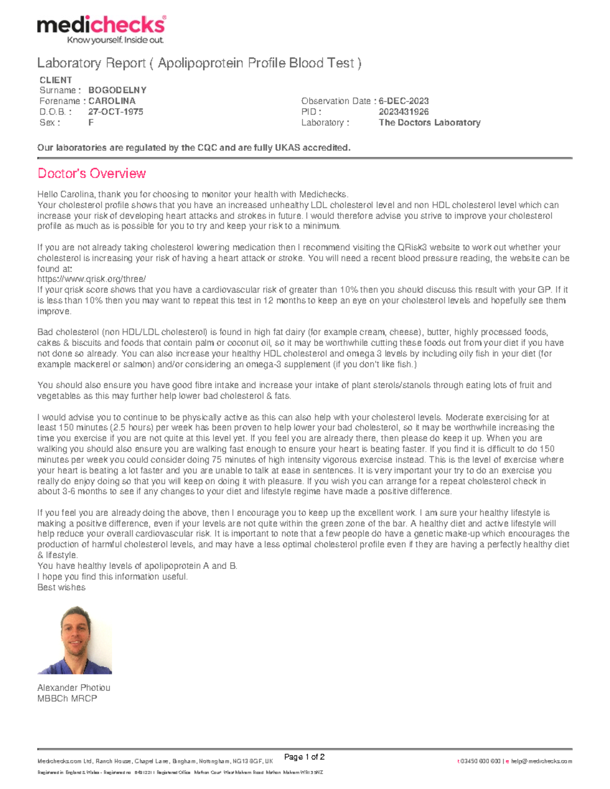 Apolipoprotein Profile Blood Test, 13 Dec 2023 - Our laboratories are ...