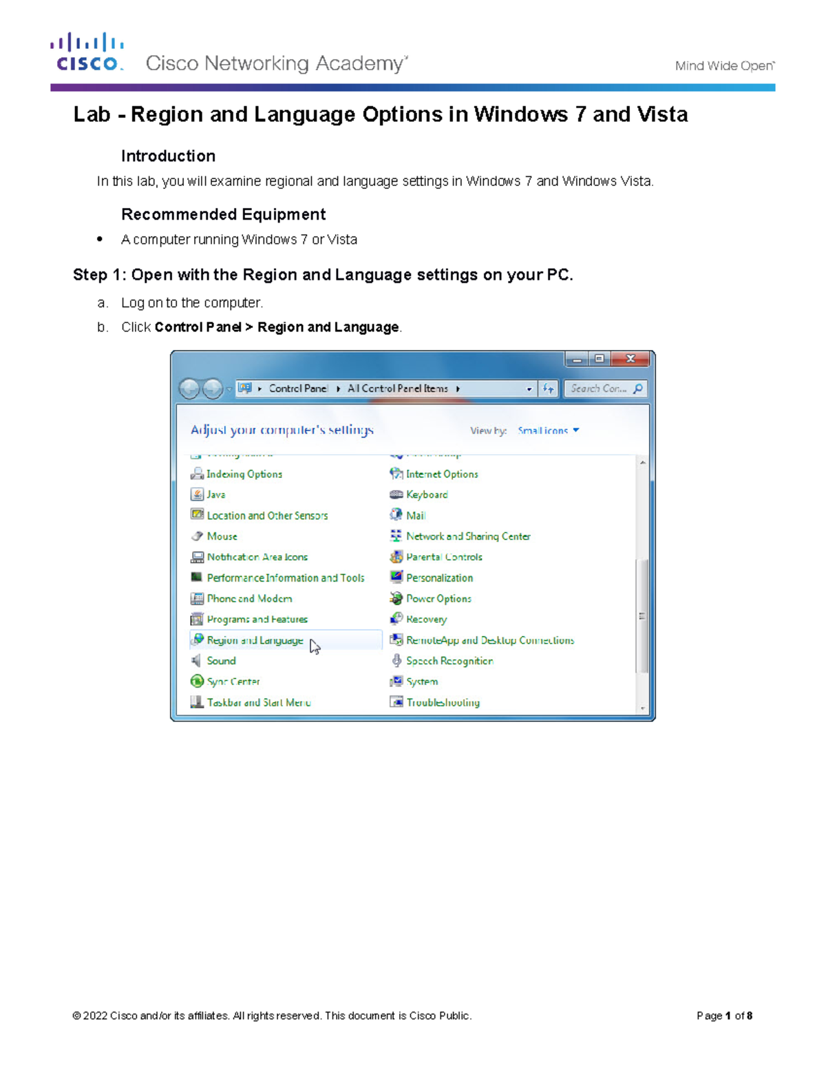 6.1.2.16 Lab - Region and Language Options in Windows 7 and Vista ...