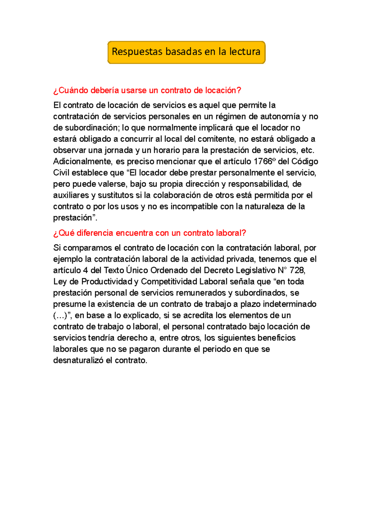 Respuestas basadas en la lectura - Respuestas basadas en la lectura ...