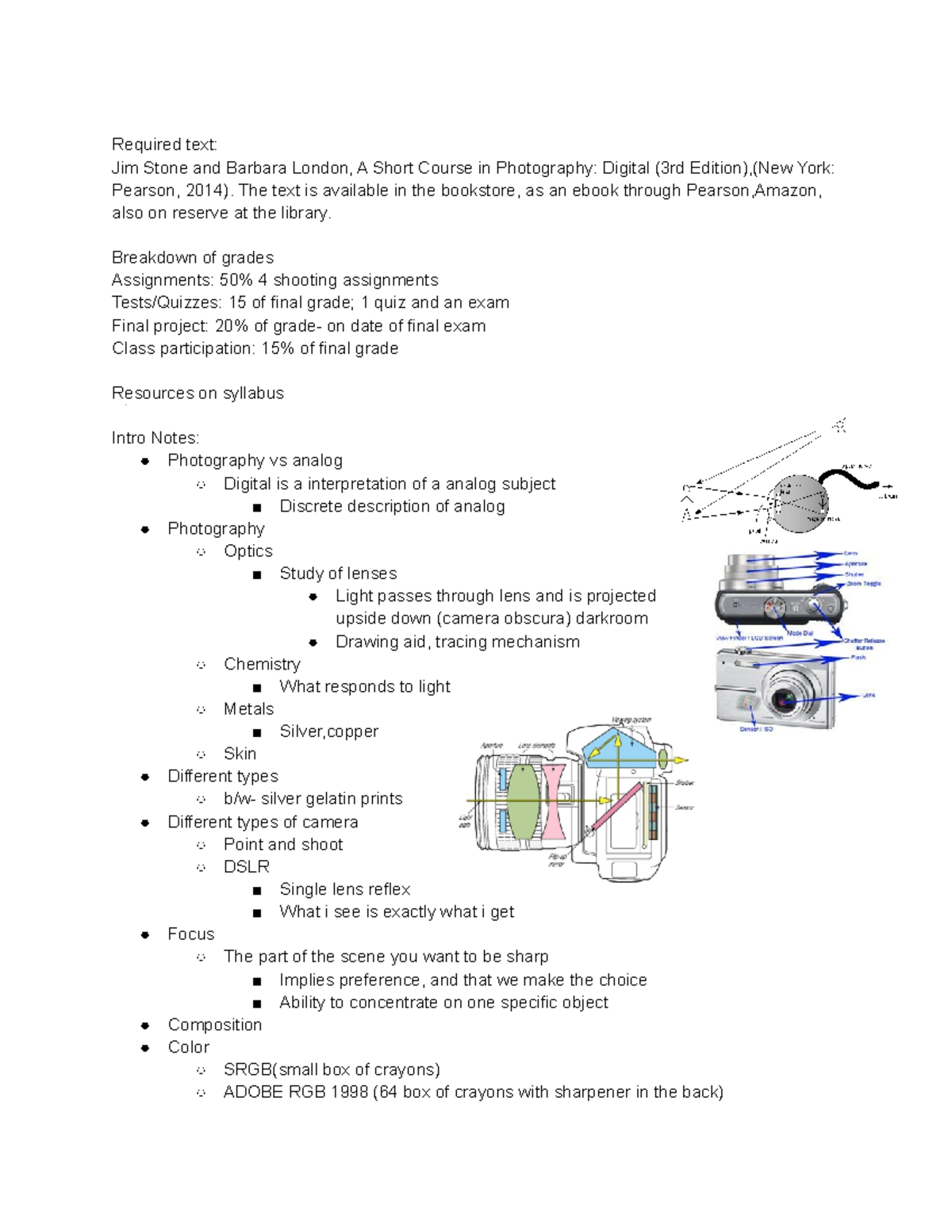 FNAR 115 Notes - Introduction to Digital photography summer session ...