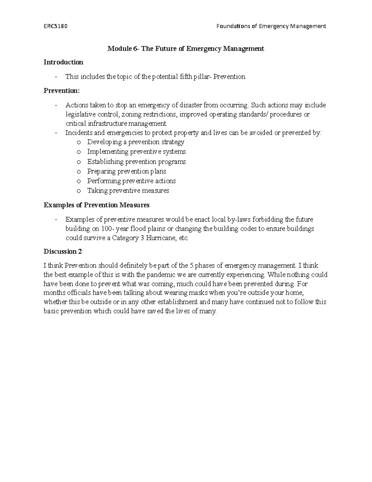 Module 6- The Future of Emergency Management - ERC5180 Foundations of ...