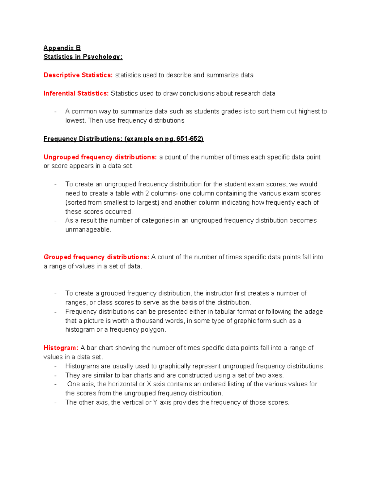 Appendix B Psych notes-3 - Appendix B Statistics in Psychology ...