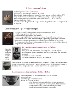 Fiche de revision art grec periode géométrique et archaique - Les ...