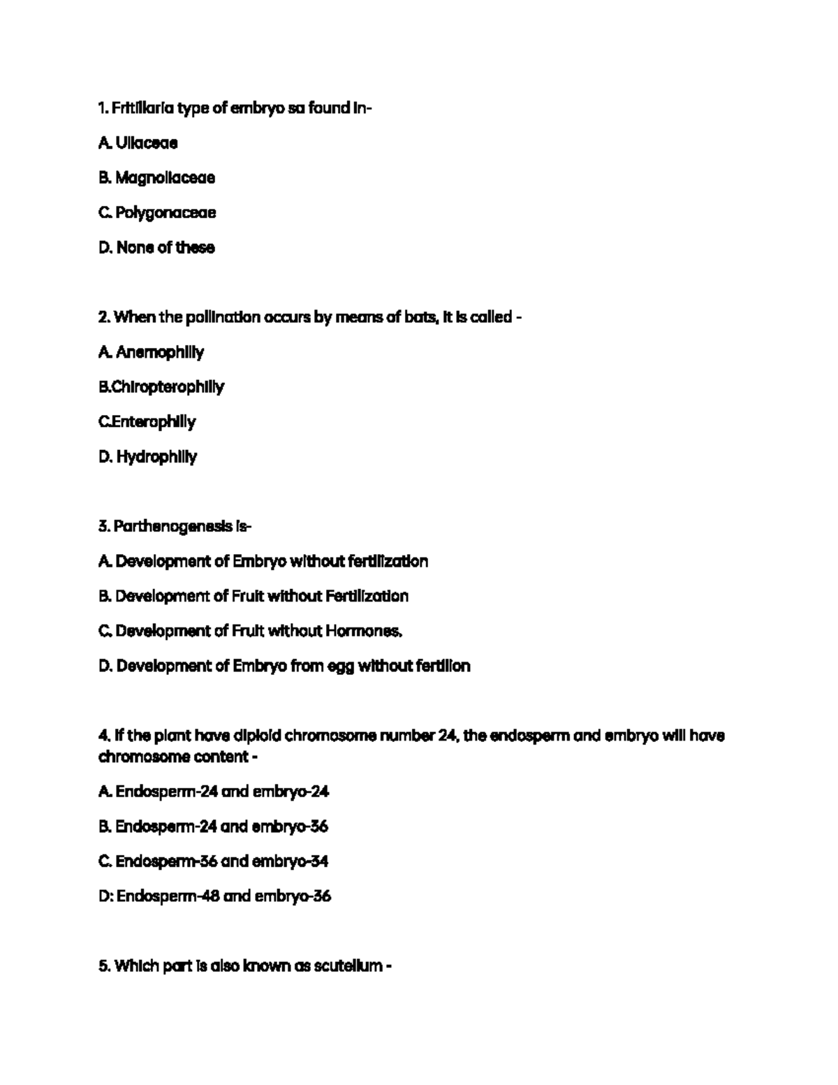 Biology chapter 2 mcqs - MCQs - Fritillaria type of embryo sa found in ...