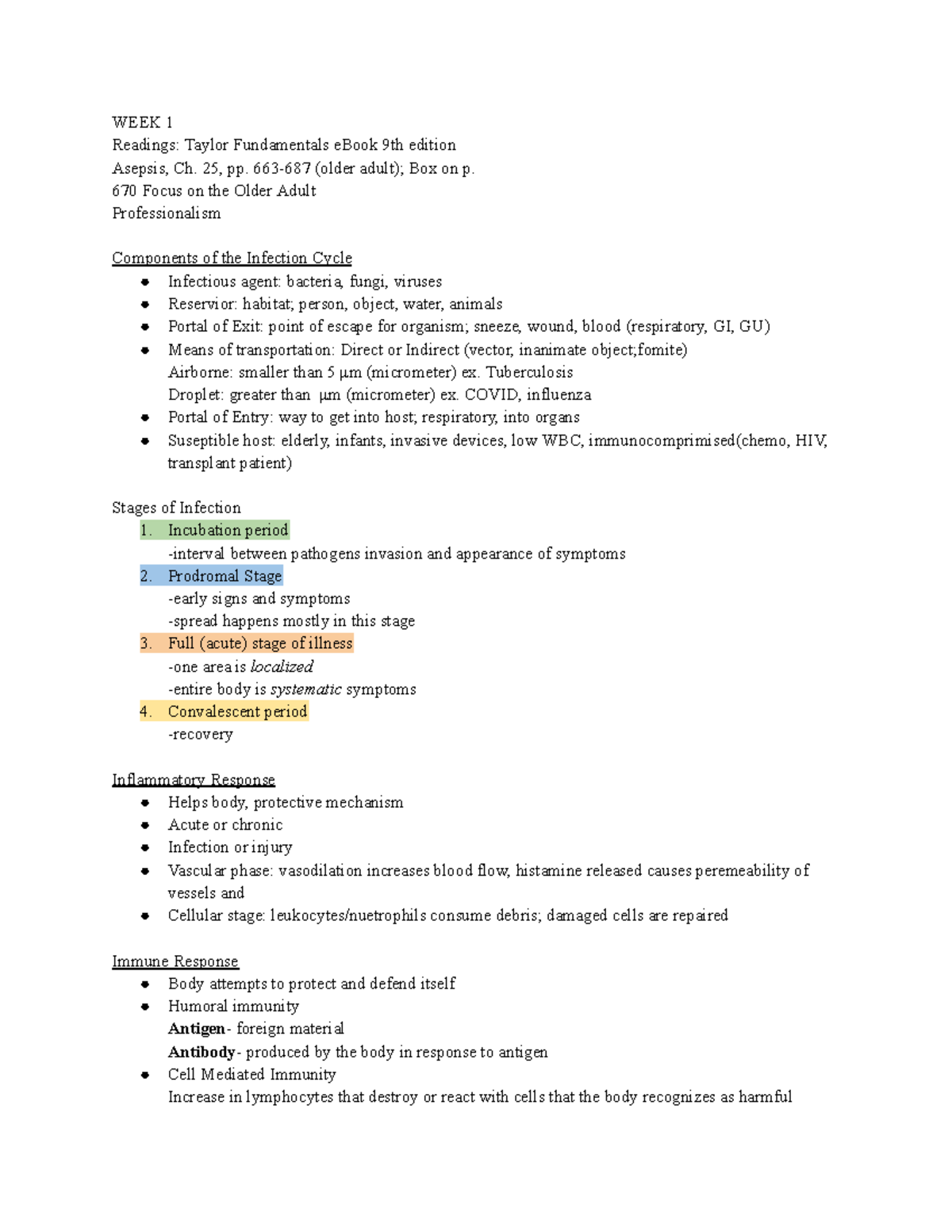 Concepts Lecture Notes Week 1 Readings Taylor Fundamentals Ebook 9th Edition Asepsis Ch 25