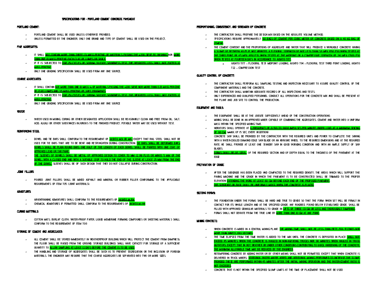 Specifications for Portland Cement - SpecificationS for - portLanD ...