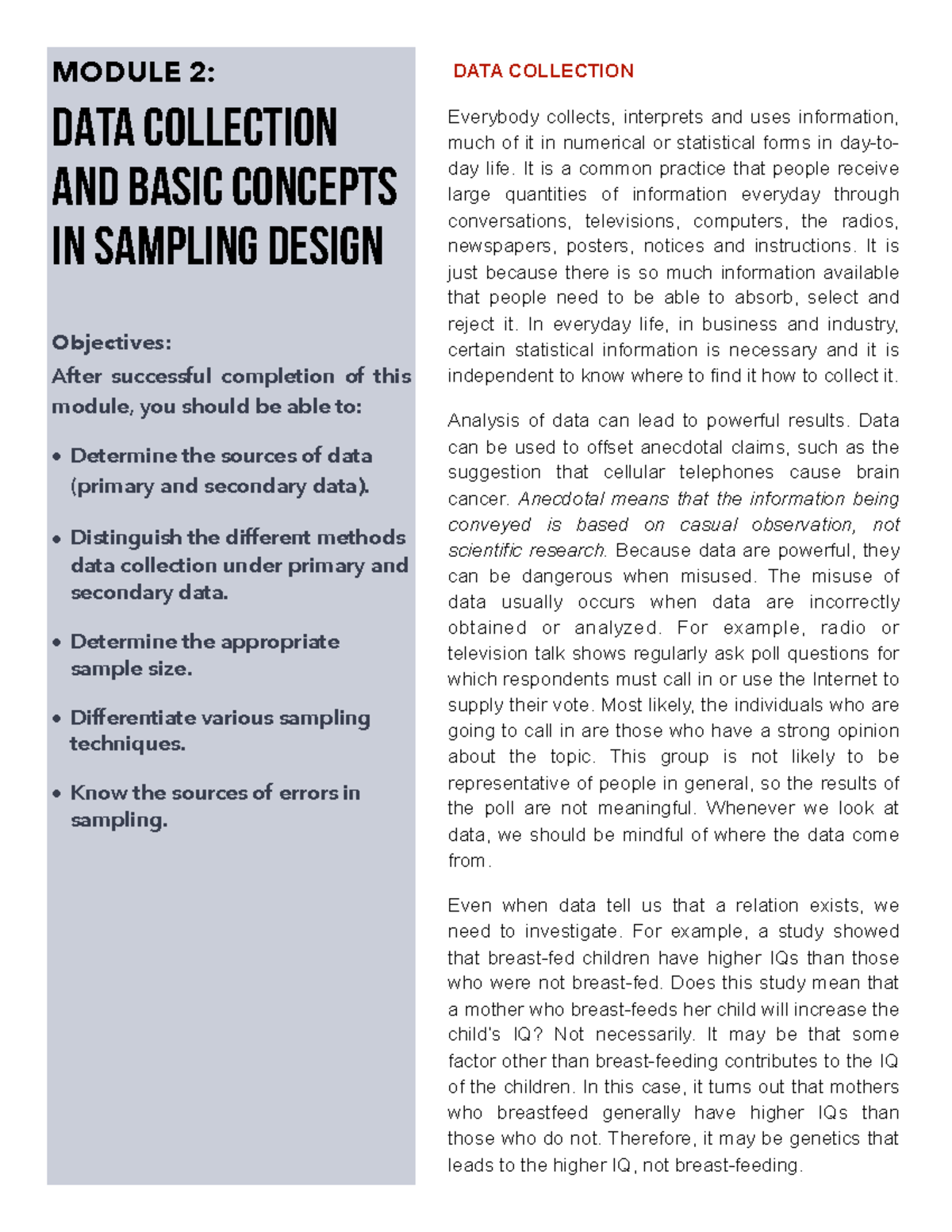 Prelim-AE9-Module 2 - This is our activity - MODULE 2: DATA COLLECTION AND BASIC Concepts in ...