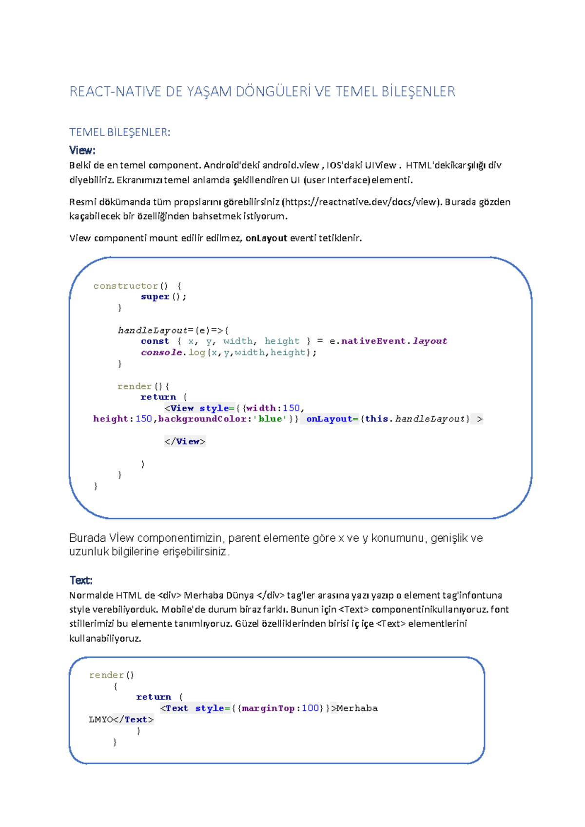 react native lifecycles and core components - REACT-NATIVE DE YAŞAM ...