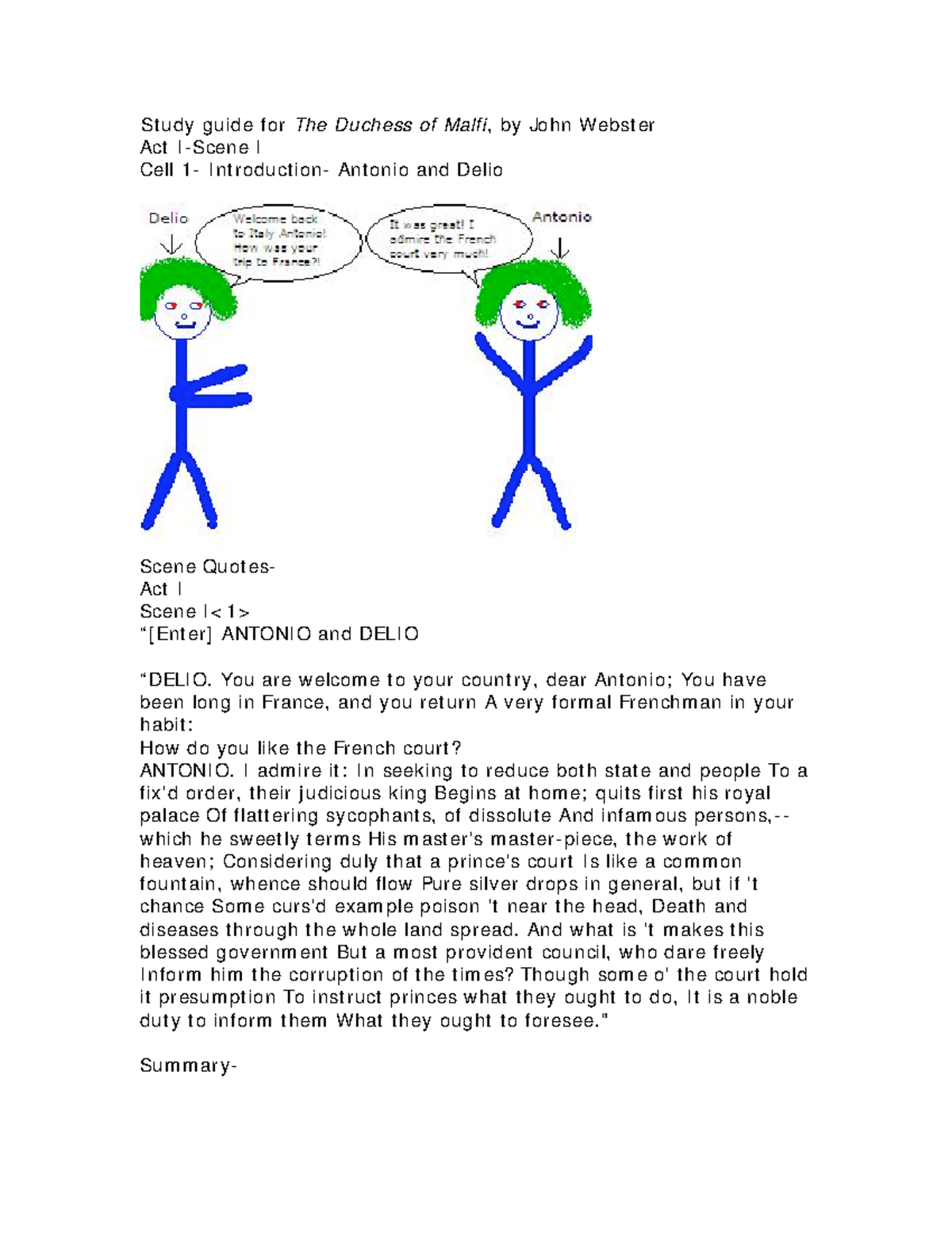 Study Guide- The Duchess of Malfi (John Webster) - Study guide for The ...