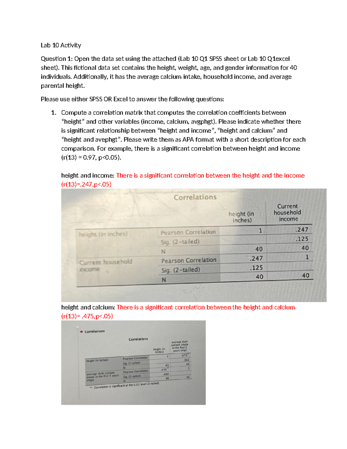 Lab 10 Activity - LAb coursework assignement for quatitative methods ...