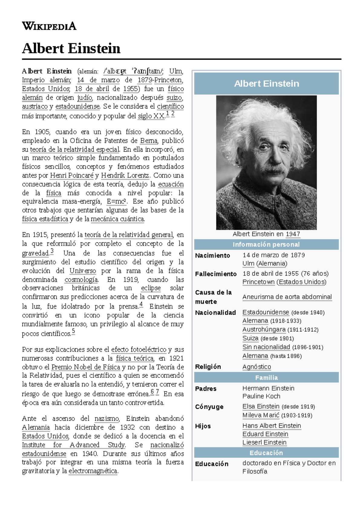 Albert Einstein el cientifico matematico mas famoso - Lecturas Varias ...