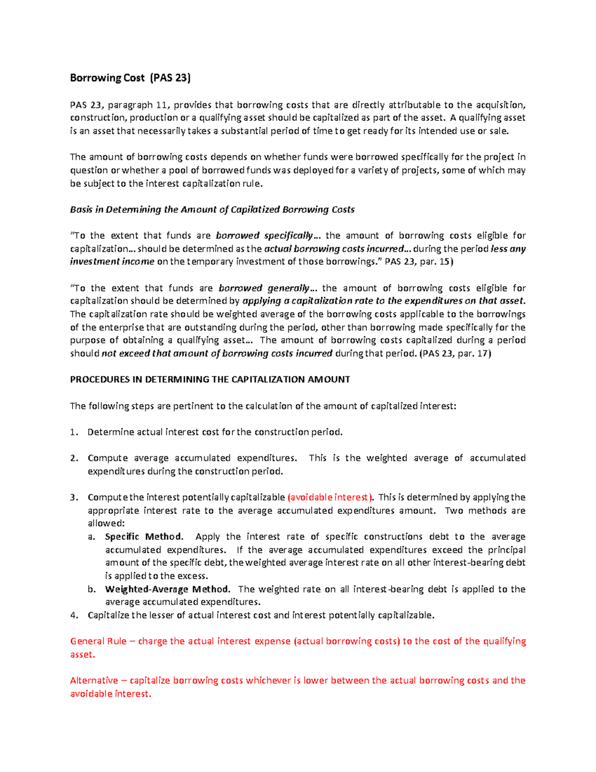 Supplemental Material - Borrowing Cost - Borrowing Cost (PAS 23) PAS 23 ...