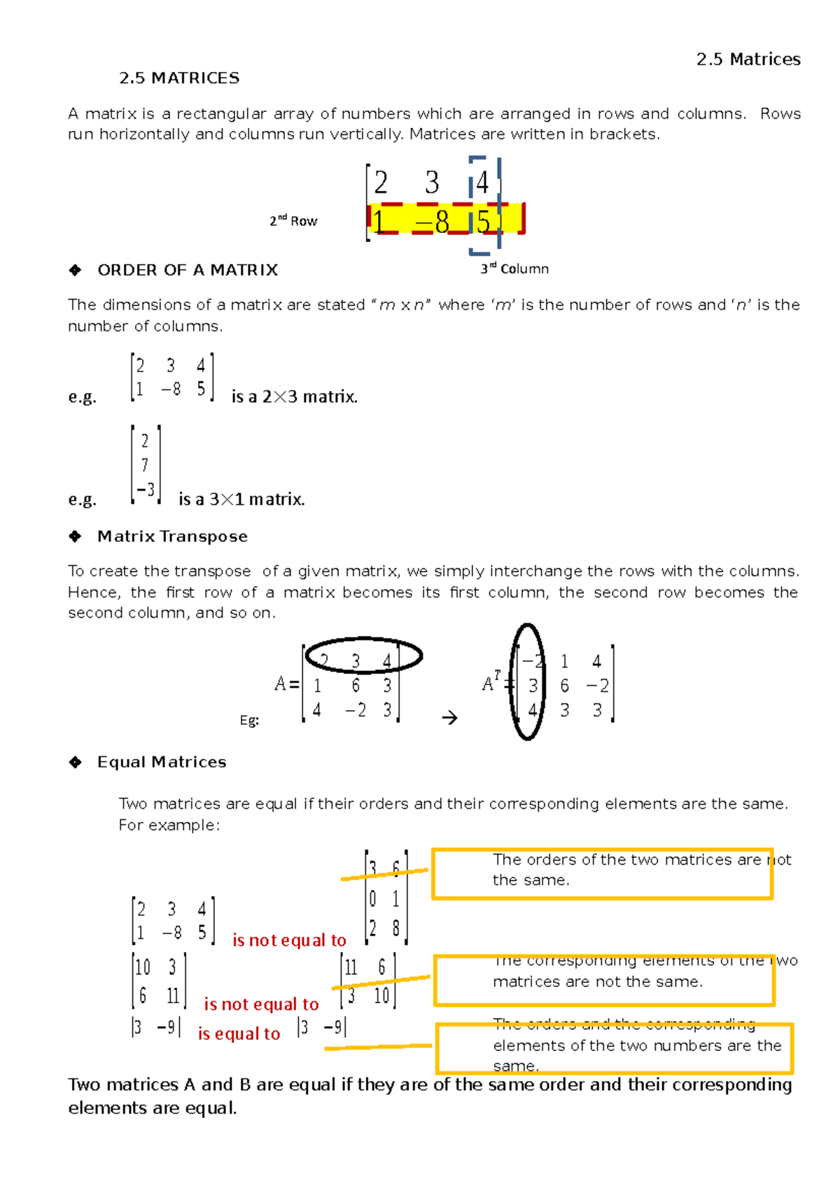 Matrices july 2020 - Algebra - 2 MATRICES A matrix is a rectangular ...