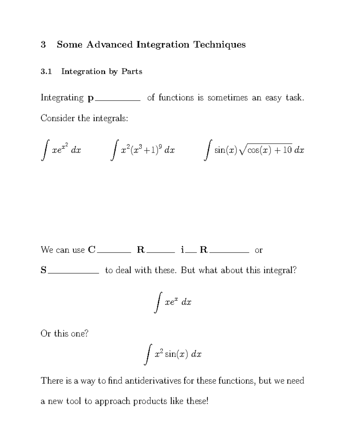 3 - Integration by Parts, Integration of Trig Products - 3 Some ...