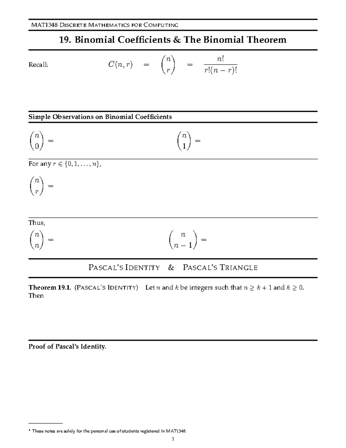 Mat1348-notes 19 - lec - MAT1348 DISCRETE MATHEMATICS FOR COMPUTING 19 ...