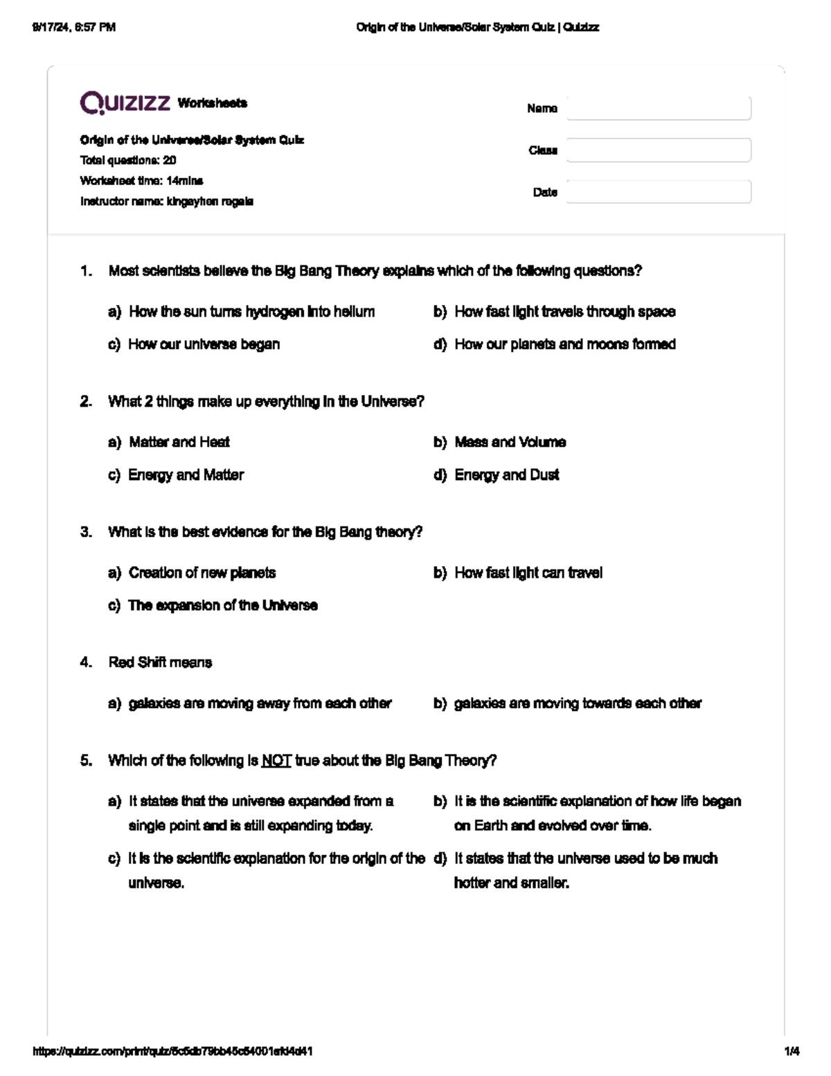 The Origin of the Universe and the Solar System - 6:57 PM Origin of the ...