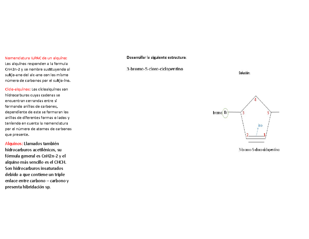 Ejercicio 3 HOJA DE Taller - Nomenclatura IUPAC de un alquino: Los ...
