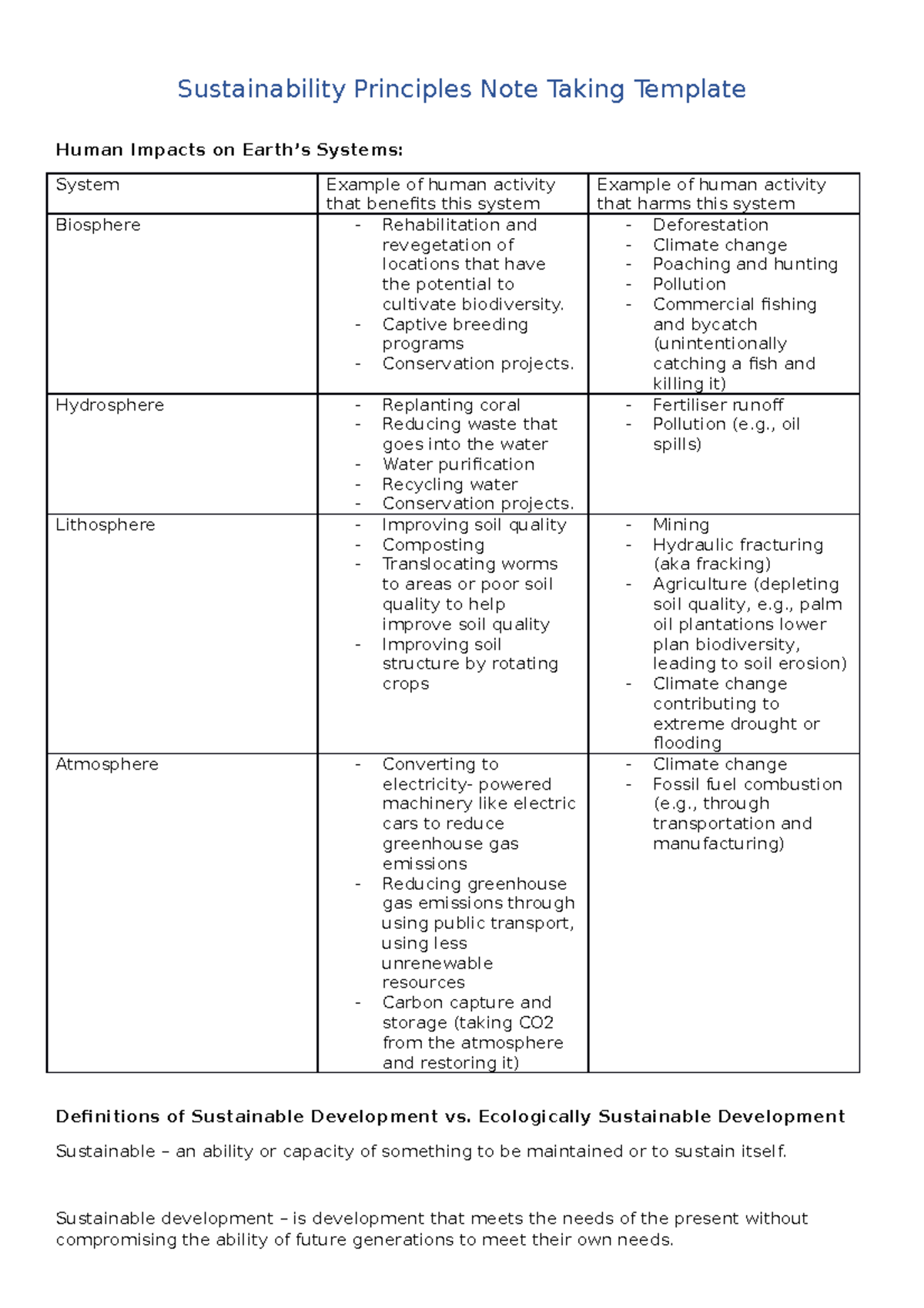 Sustainability Principles Note Taking Template 2022 - Sustainability ...