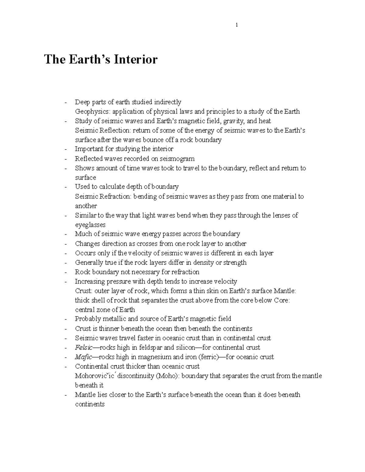 The Earth interior - The Earth’s Interior Deep parts of earth studied ...
