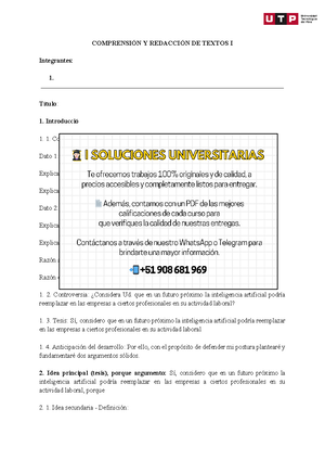 Comprensión y Redacción de Textos I - UTP - Studocu