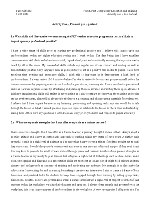 Personal Statement for PGCE Post Compulsory - I believe that I have ...