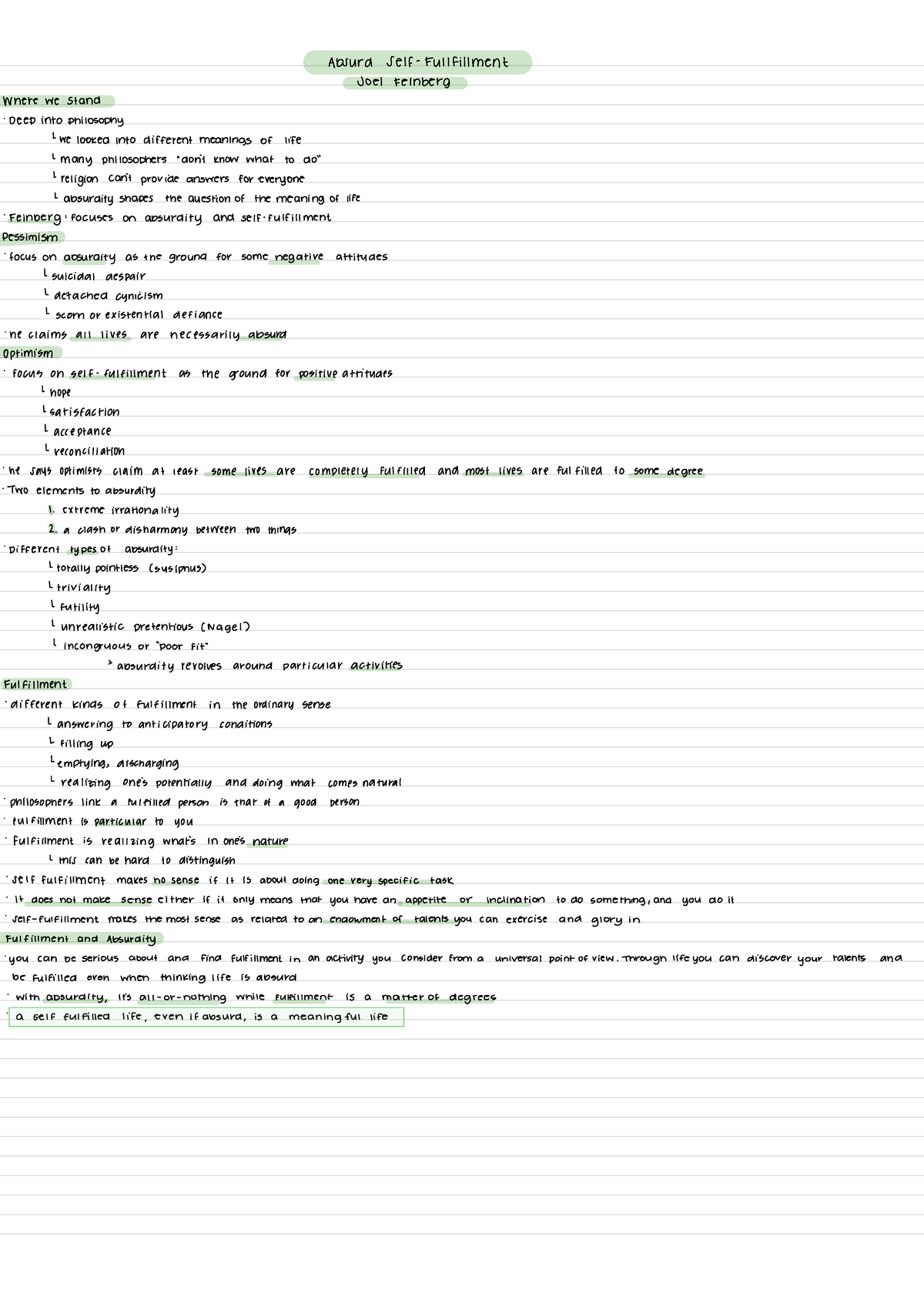 Joel Feinberg and Absurd Self-Fulfillment - Absurd Self - Full fitment ...