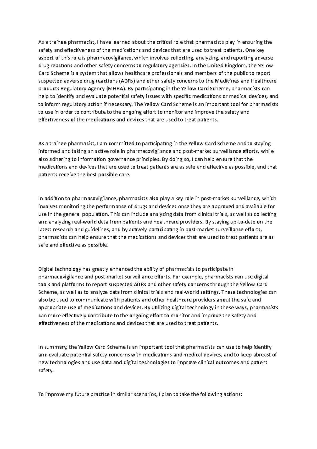 Yellow card scheme - pharm - As a trainee pharmacist, I have learned ...