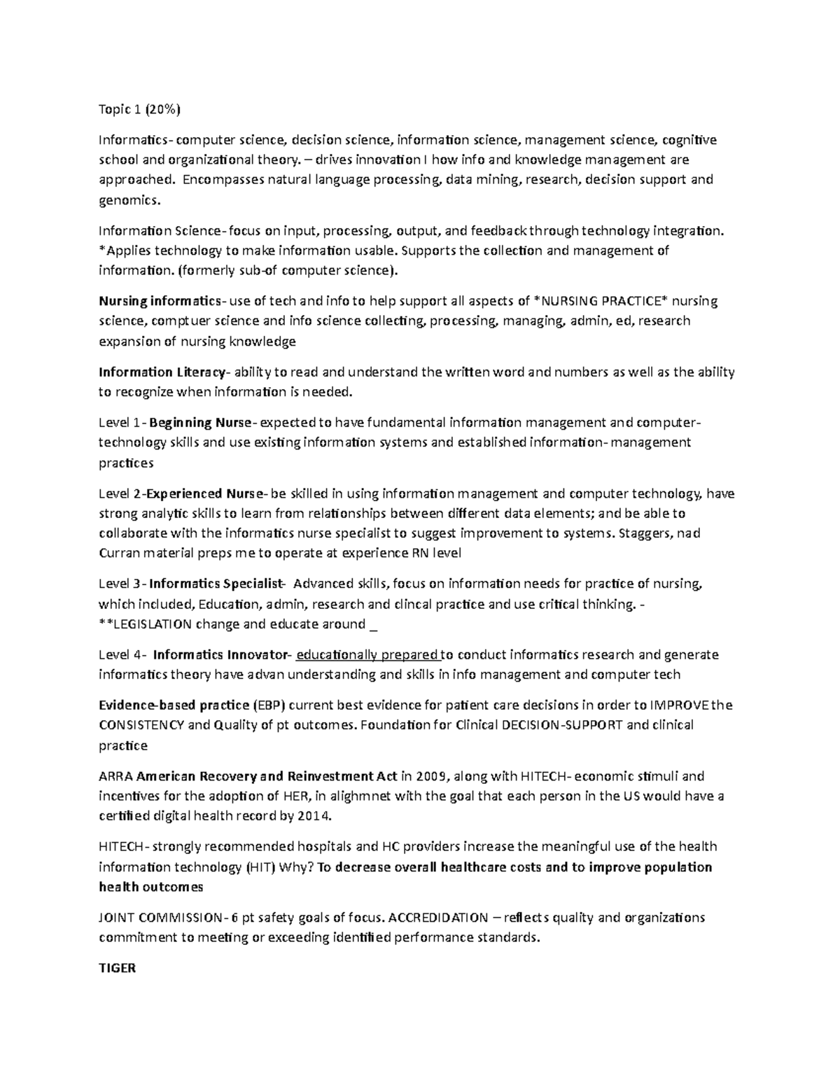 Informatics Study Guide - Topic 1 (20%) Informatics- computer science ...