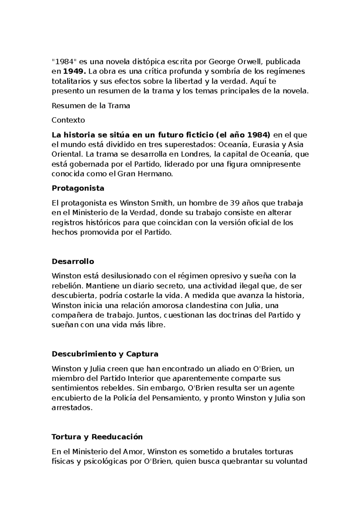 1984 Periodismo - libro resumen - "1984" es una novela distópica ...