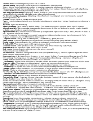 Statistics In Psychology notes part 1 - PSY 1003 - Studocu