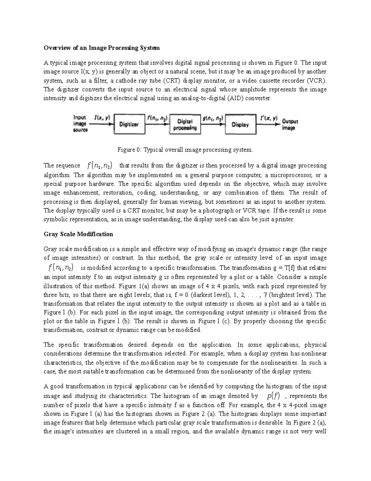 Overview of an Image Processing System - The input image source I(x, y ...