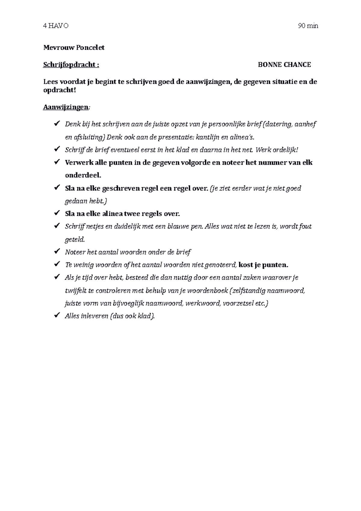 4h Brief 2021 Briefopdracht 4 Havo 90 Min Mevrouw Poncelet