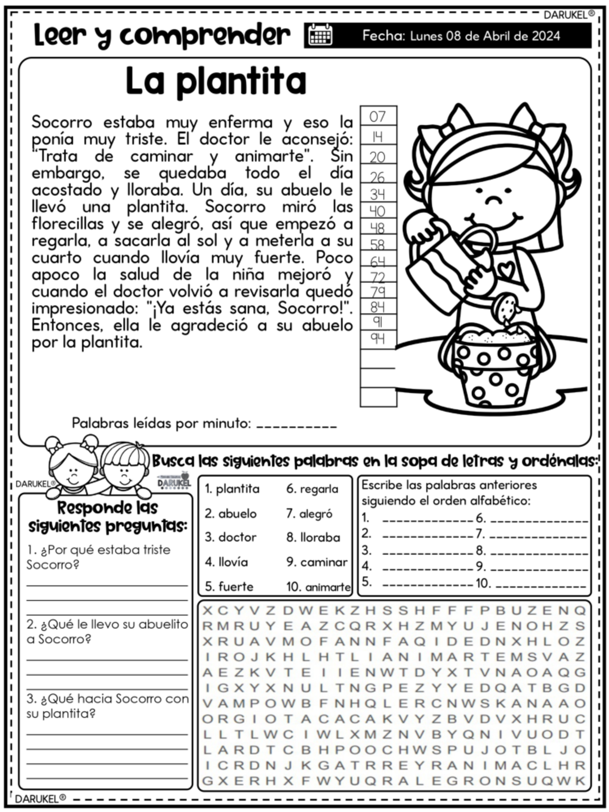 5° ABR1 Saberes Básicos Darukel Parte 1 23-24-3 - DARUKEL R Leer y comprender Fecha: Lunes 08 de ...