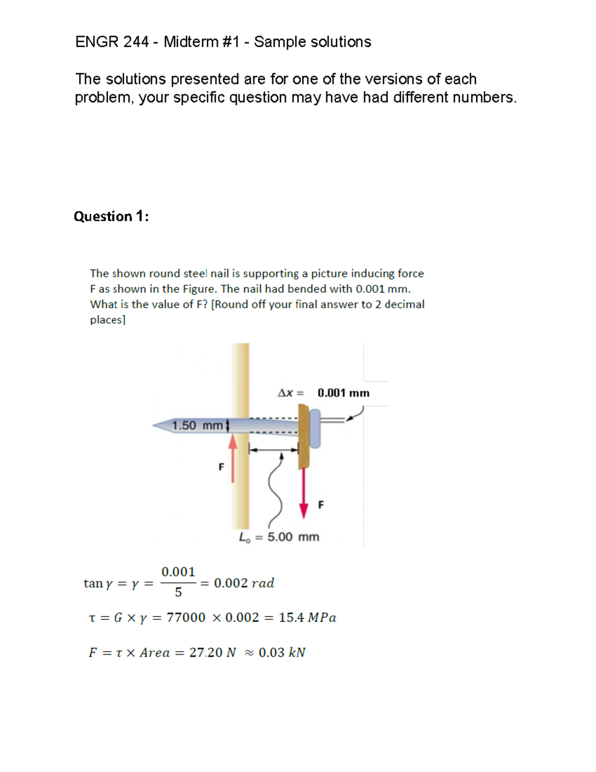 Midterm 1 Sample Solutions - ENGR 244 - Midterm #1 - Sample solutions ...