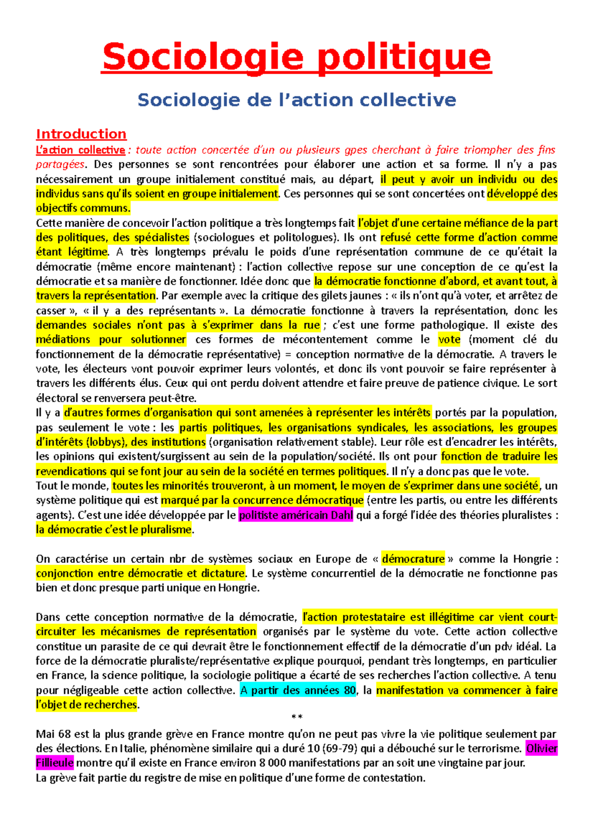 Socio-politique - Cours de sociologie politique sur l'action collective - Sociologie politique ...