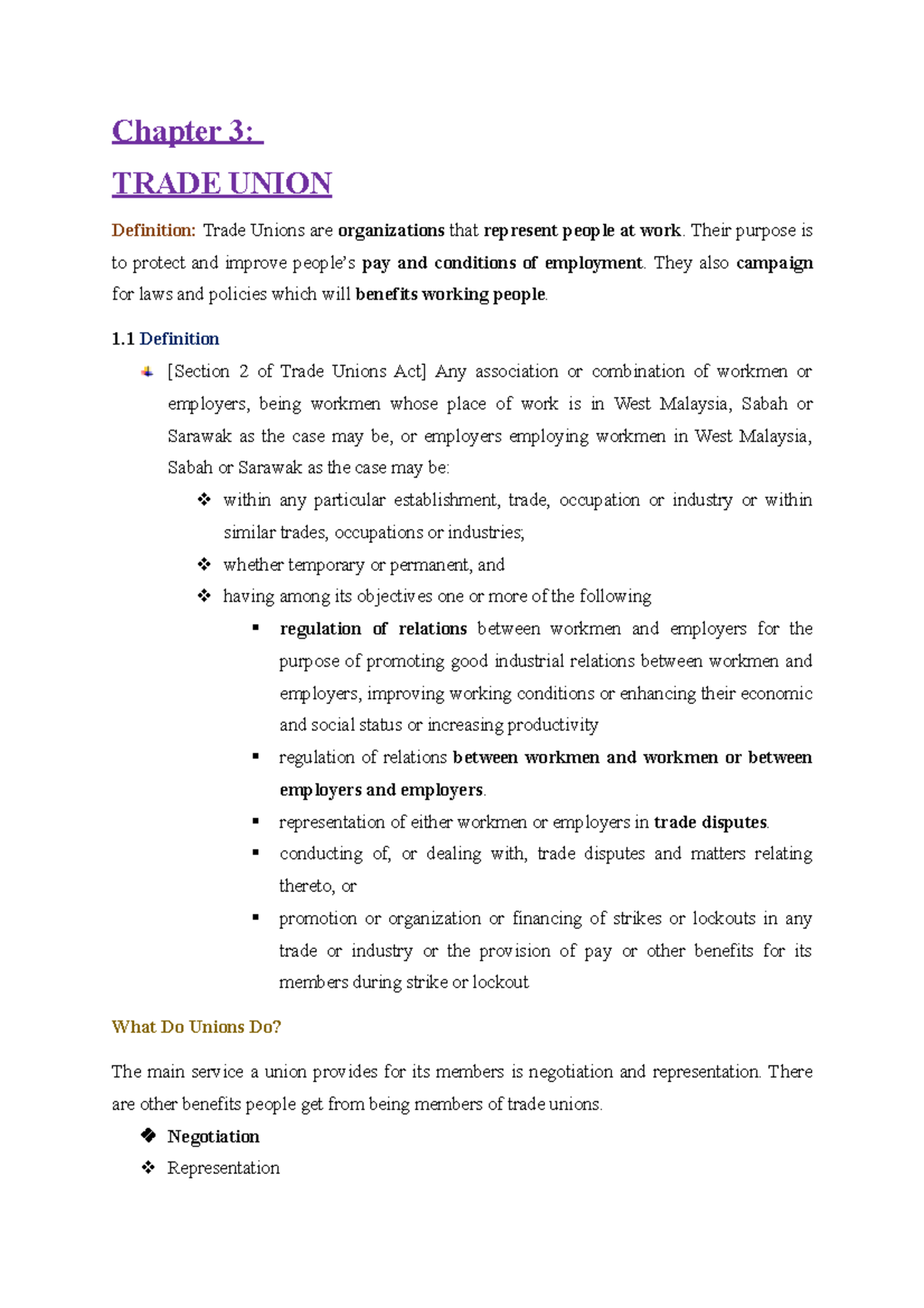 Chapter 3 Trade Union - Chapter 3: TRADE UNION Definition: Trade Unions ...