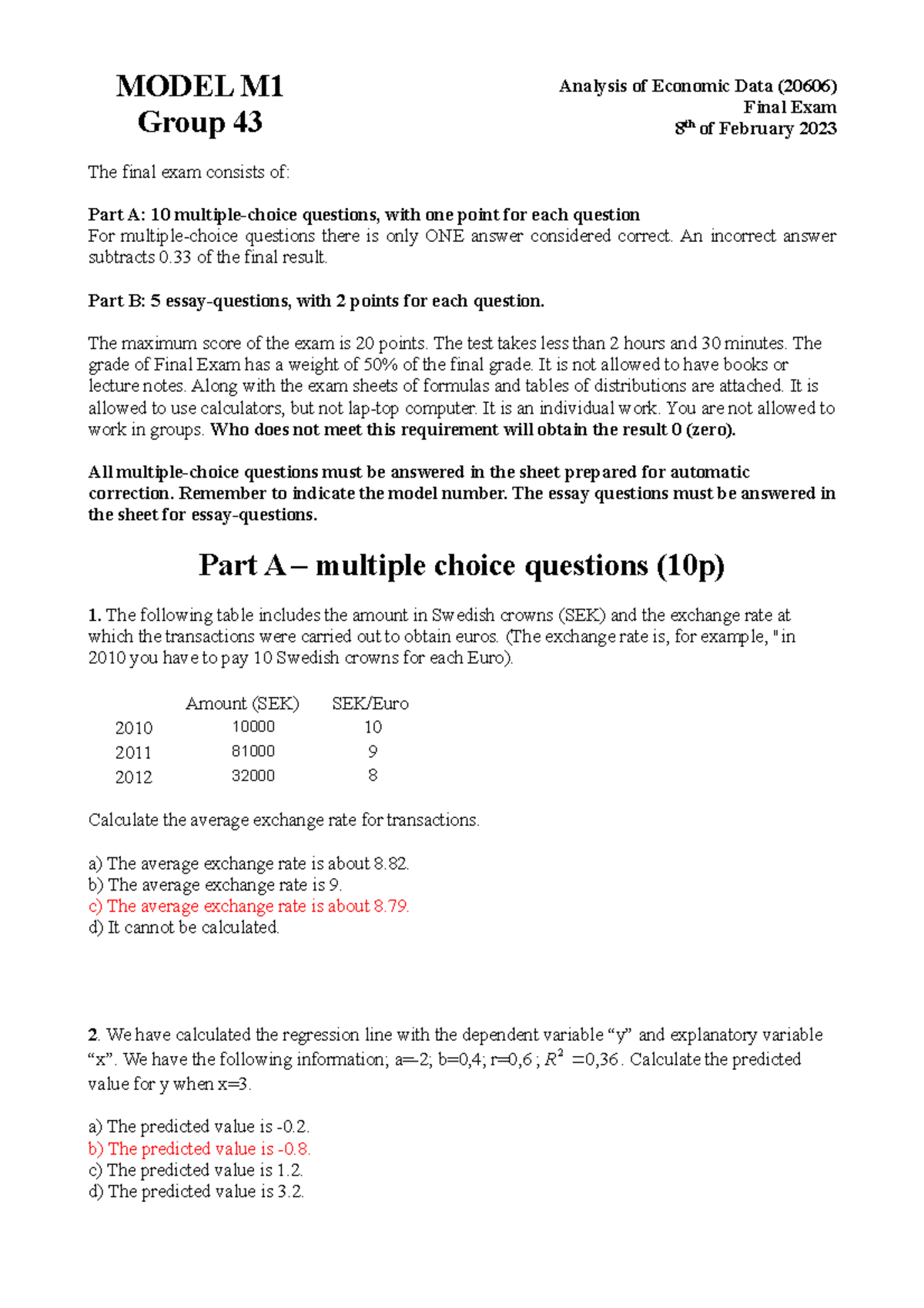Examen Final Febrero 2023 002 M1 ENG - Analysis of Economic Data (20606) Final Exam 8 th of ...