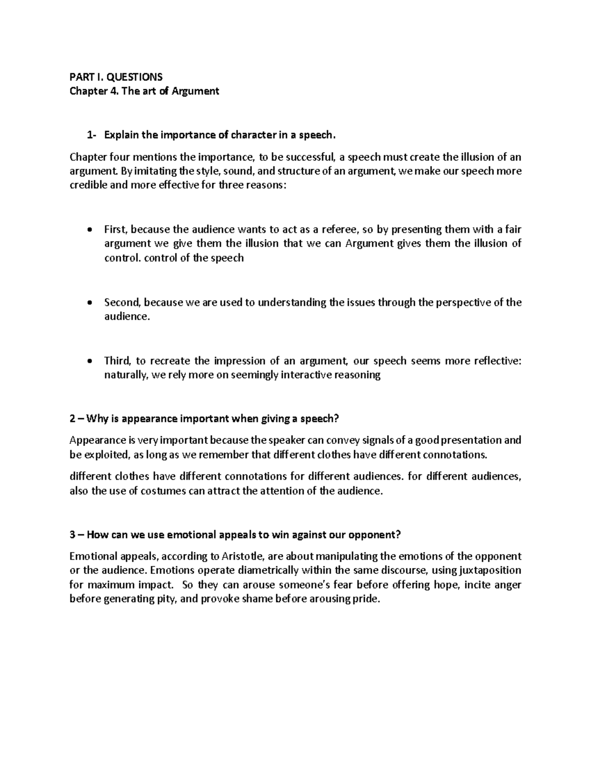 Chapter 4,5,6 - capitulos explicados - PART I. QUESTIONS Chapter 4. The ...