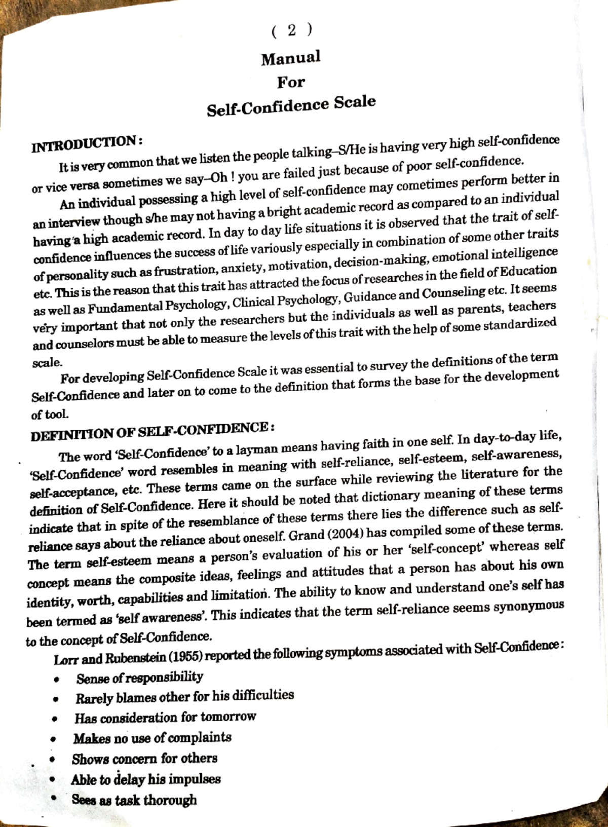 Practical 2 practical 2 practical two - 2 Manual For Self-Confidence ...