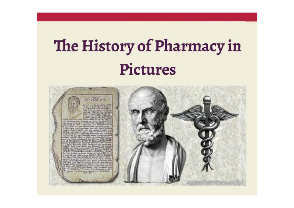 History of pharmacy - Pharmacy - Studocu