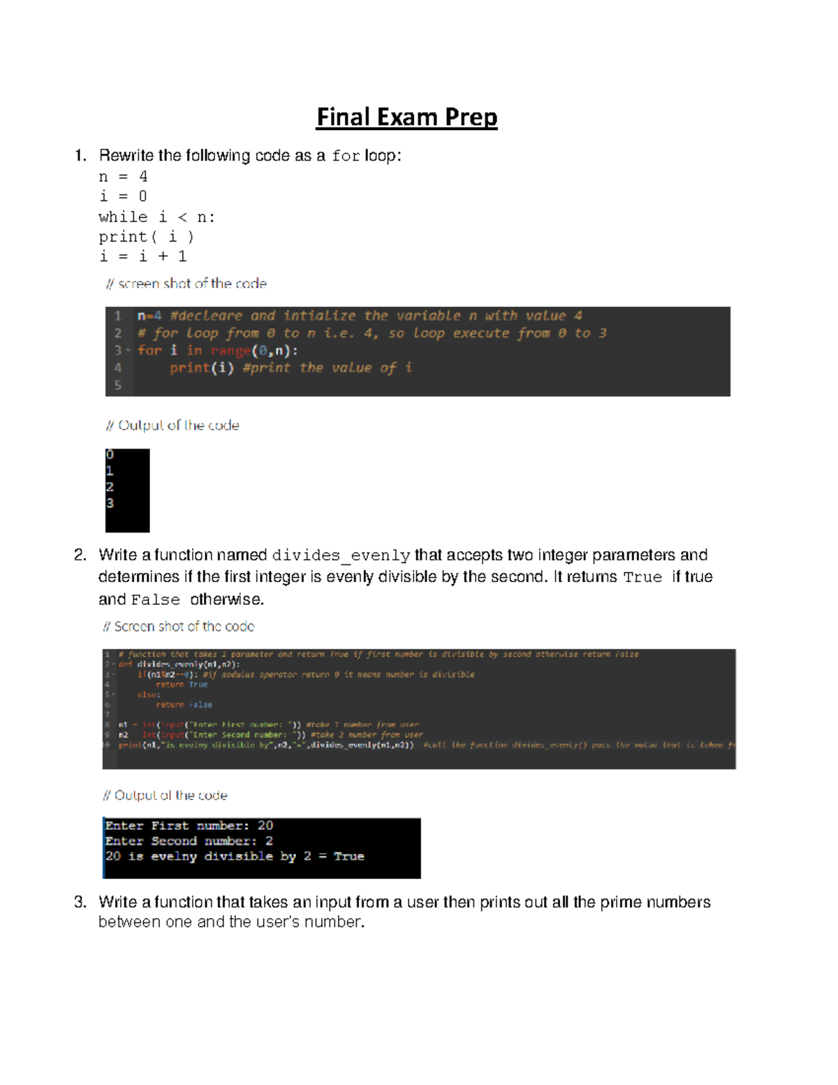 CP104 - Final Exam Prep Answers - Final Exam Prep Rewrite the following ...