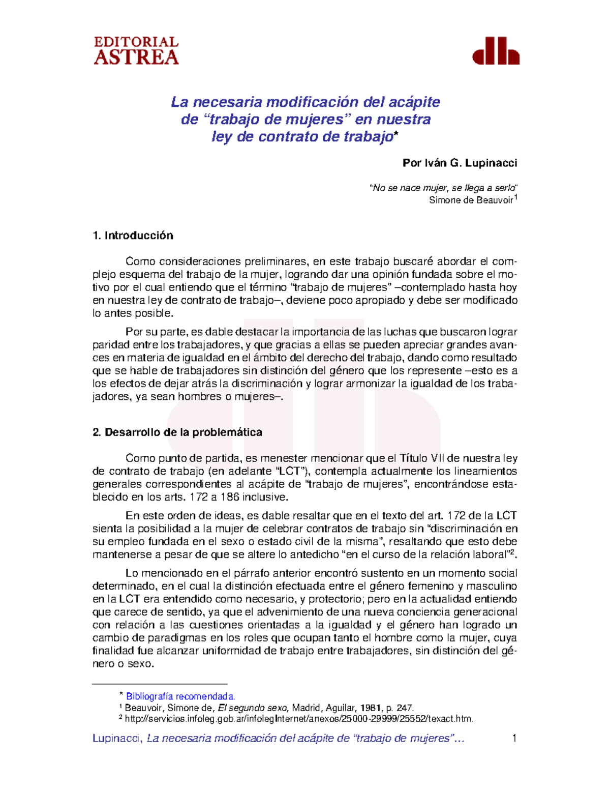 Doctrina 0533 - La necesaria modificación del acápite de “trabajo de ...