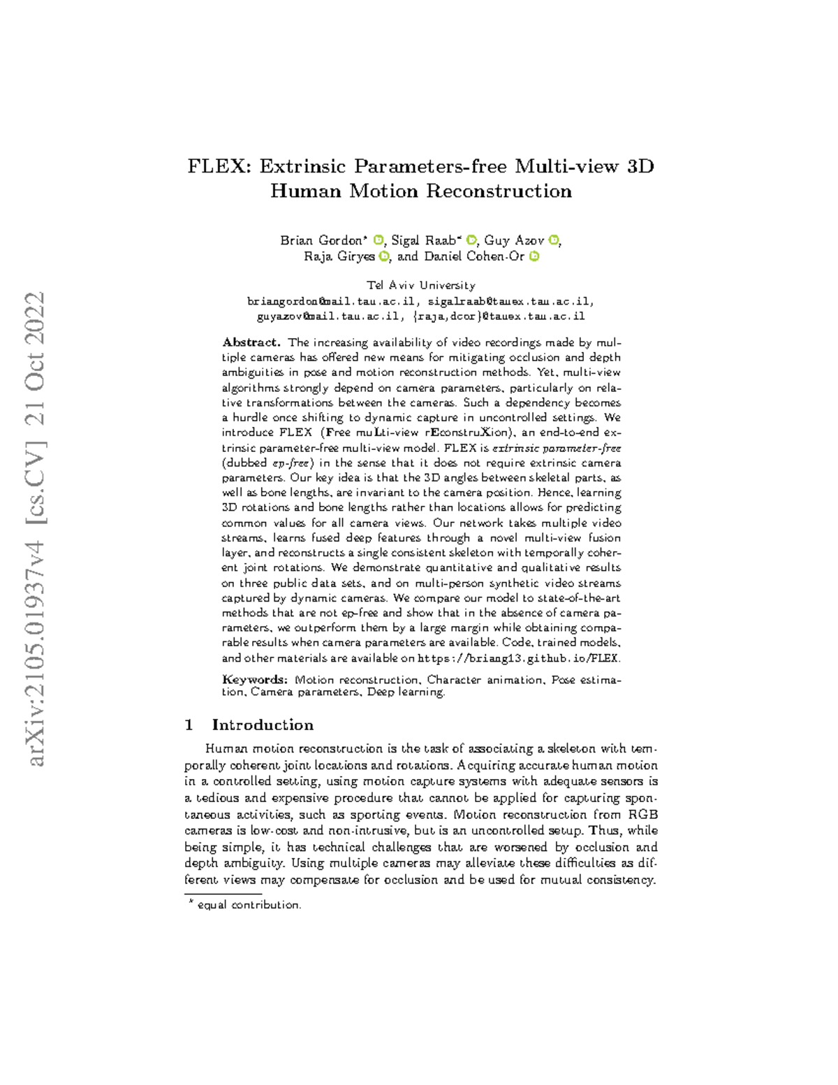 Flex - Reading material - FLEX: Extrinsic Parameters-free Multi-view 3D ...